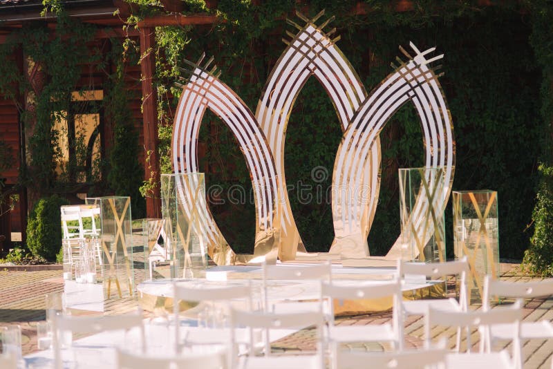 Weddind Decoration on Open Air.decor of a Beautiful White Arch Stock ...