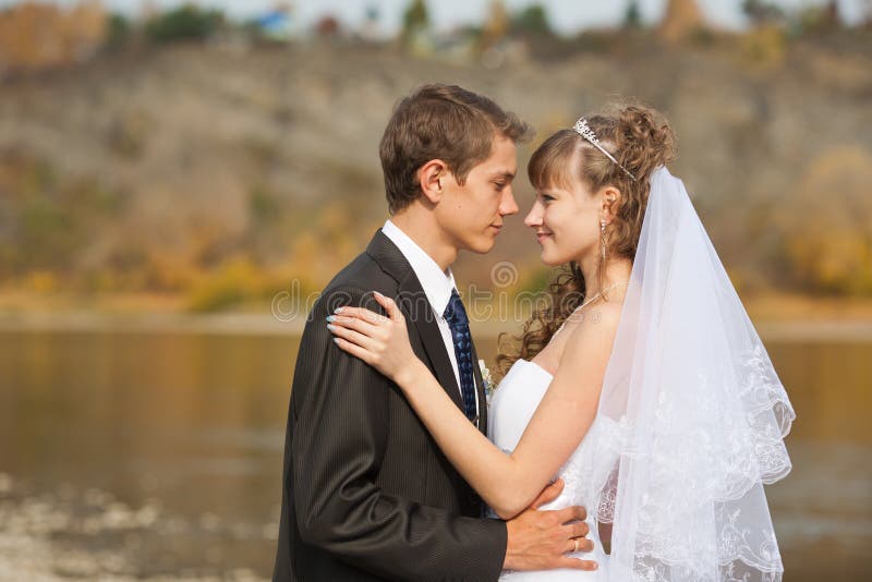 Groom Looking at Bride with Love Stock Image - Image of enjoying, latin ...