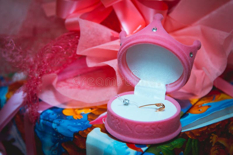 Wedding Accessories. Golden Pin in a Box Stock Photo - Image of antique ...