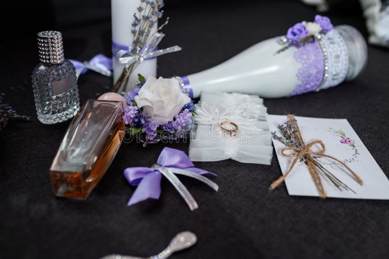 Wedding Accessories. Wine Glasses Wedding Invitation Ring Bride Candle ...