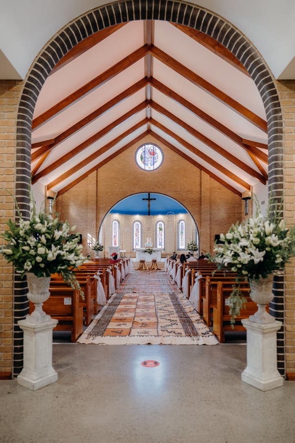 Wedding Alley in a Church Ready for the Ceremony Stock Photo - Image of ...