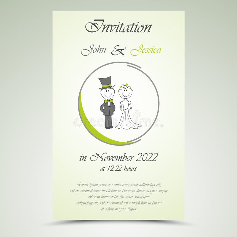 Wedding Announcement with the Bride and Groom Template Stock Vector ...