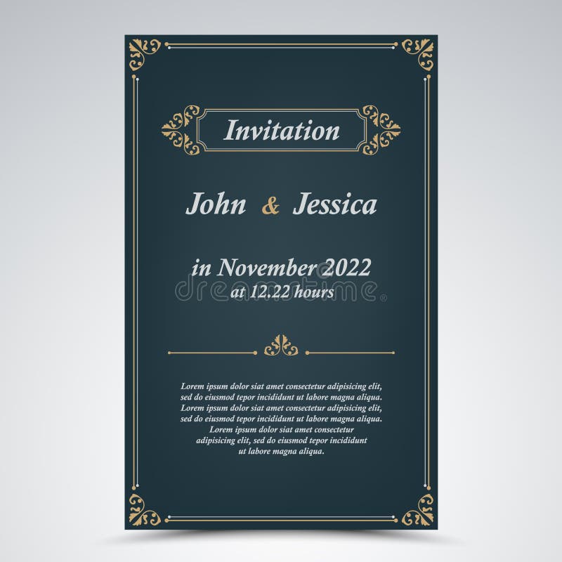 Wedding Announcement with Old Frames in Blue Design Stock Vector ...