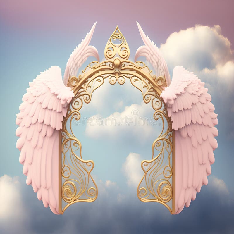 Angel with Wings and Sun in the Sky. Vector Vintage Illustration Stock ...