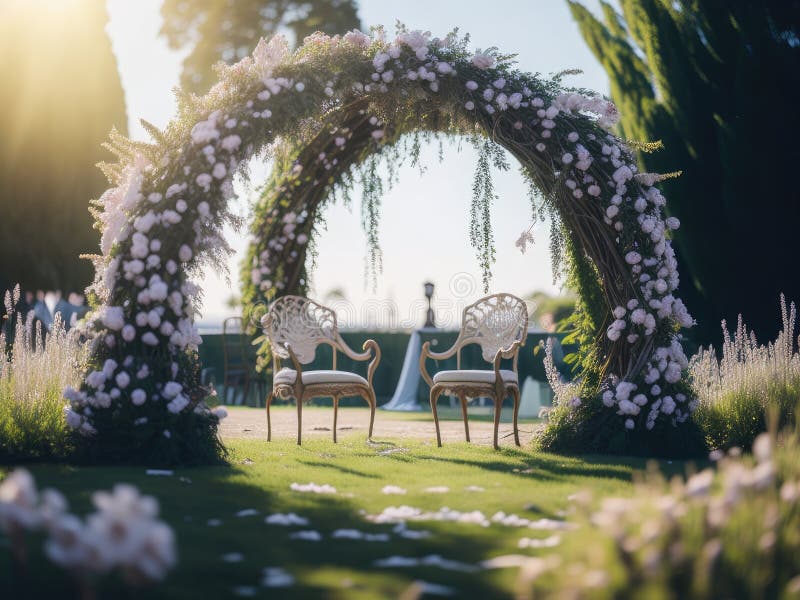 Wedding Arch and Chairs without People on the Beach. Ai Generative ...