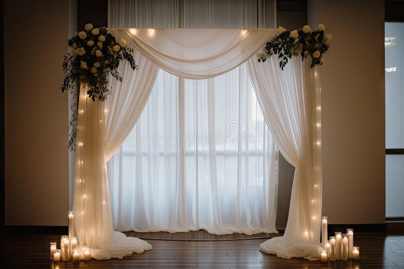 Wedding Arch with Draping and Lights for Modern and Simple Wedding ...