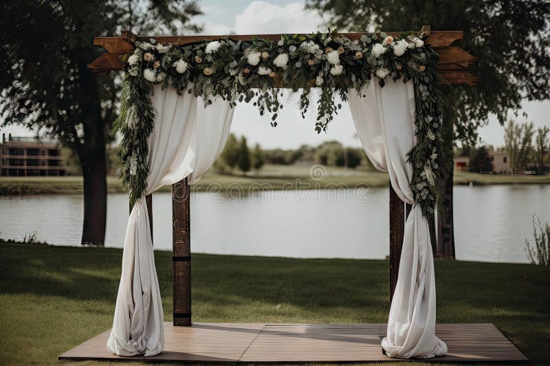 Wedding Arch with Draping and Lights for Modern and Simple Wedding ...