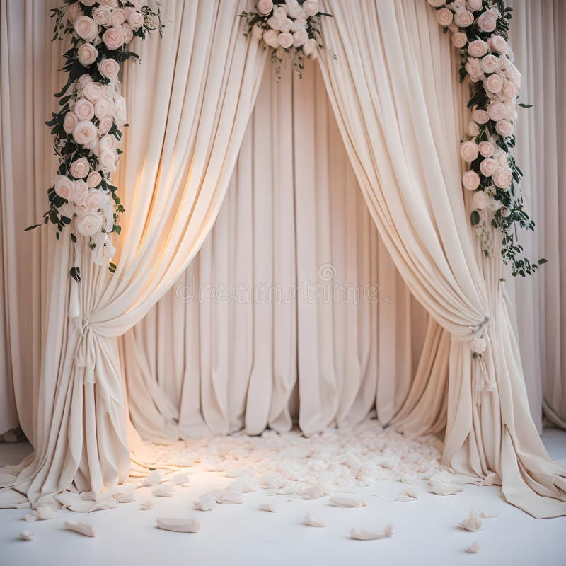 Wedding Backdrop Seamless Blend of Ivory and Blush Pink Fabric Stock ...