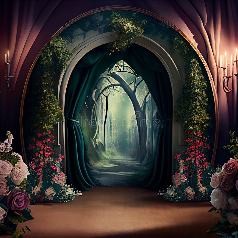 Wedding Backdrop Wallpaper with Flower and Other Ornaments Stock ...