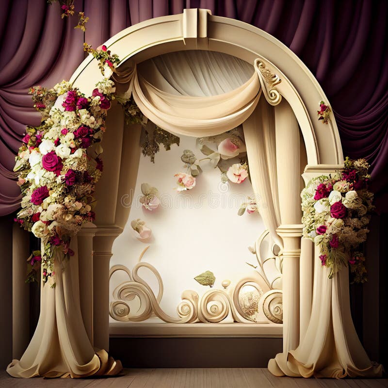 Wedding Backdrop Wallpaper stock illustration. Illustration of floral ...