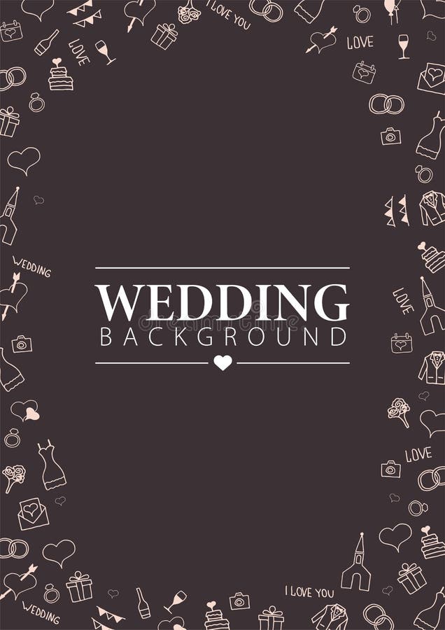 Wedding Background with Hand Draw Doodle Elements. Vector Illustration ...