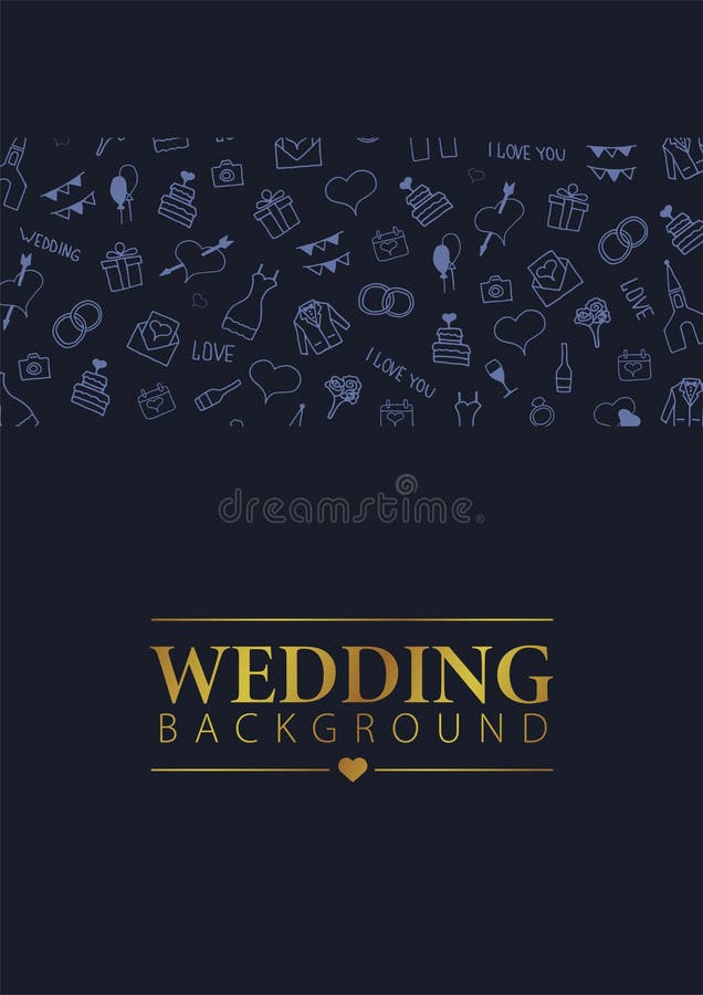 Wedding Background with Hand Draw Doodle Elements. Vector Illustration ...