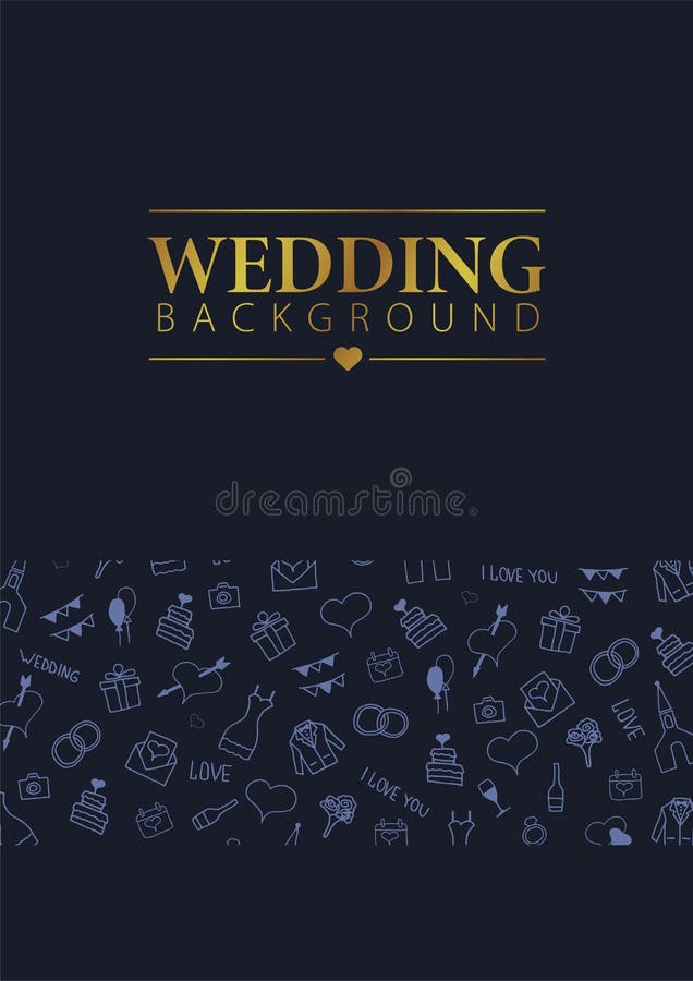 Wedding Background with Hand Draw Doodle Elements. Vector Illustration ...