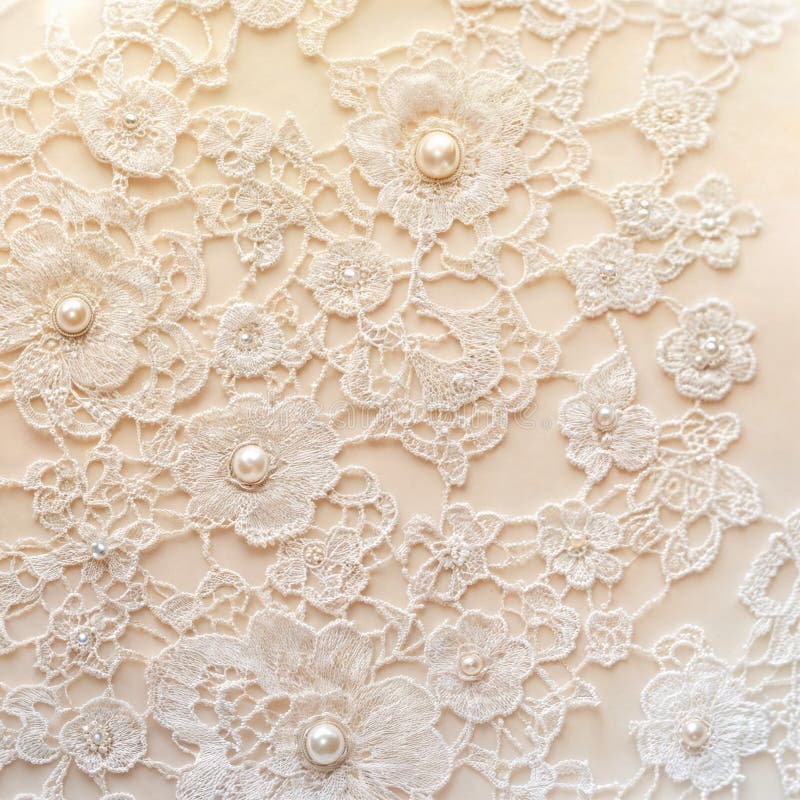 Wedding Background. Lace Texture of White Wedding Dress with Pearls ...