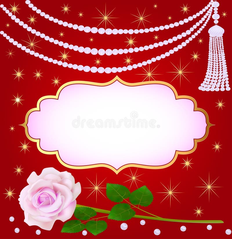 Wedding Background with Rose and Pearls Stock Vector - Illustration of ...