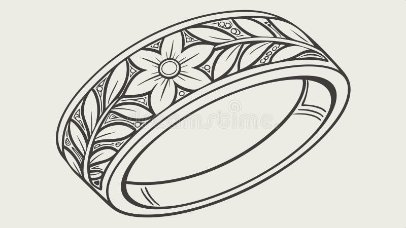 Wedding Band with Floral Design, Ring Jewelry, Elegant Floral Pattern ...
