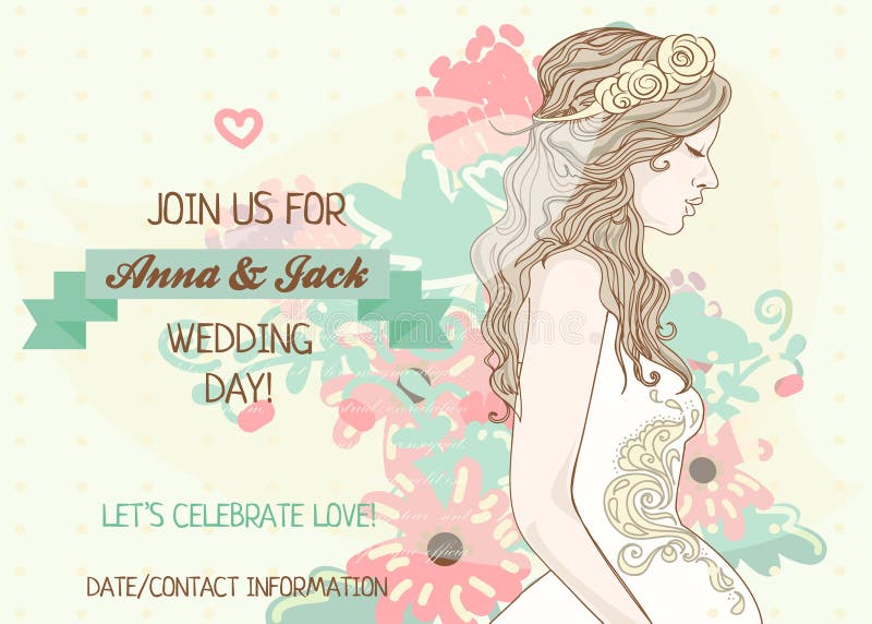Wedding Banner with Beautiful Bride Stock Vector - Illustration of ...