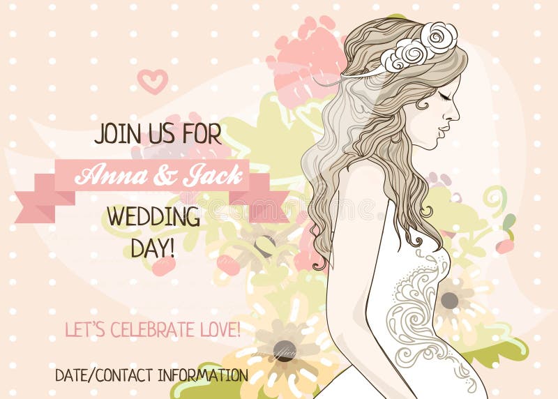 Wedding Banner with Beautiful Bride Stock Vector - Illustration of ...