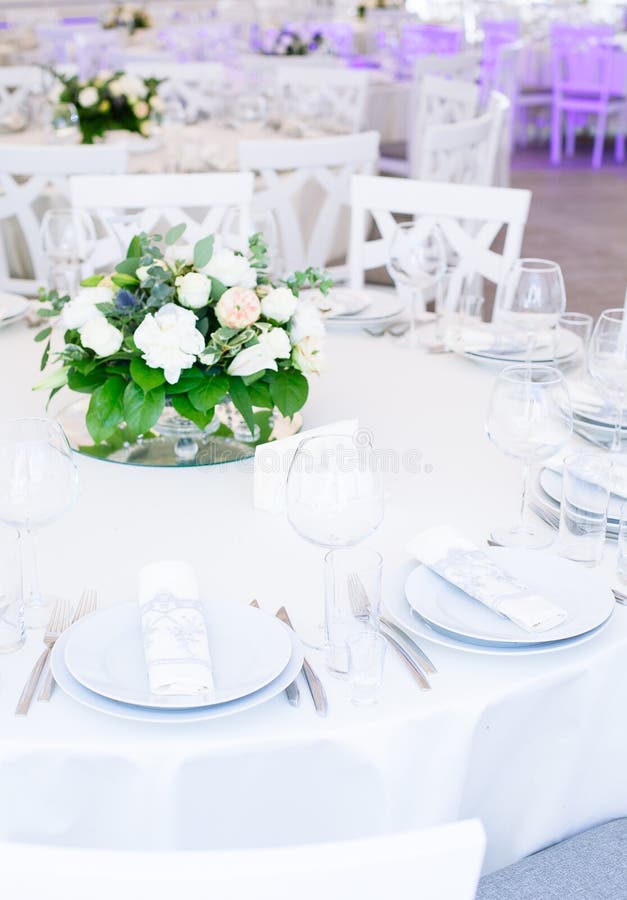 Wedding Banquet. Table Set for Reception or Party Stock Photo - Image ...