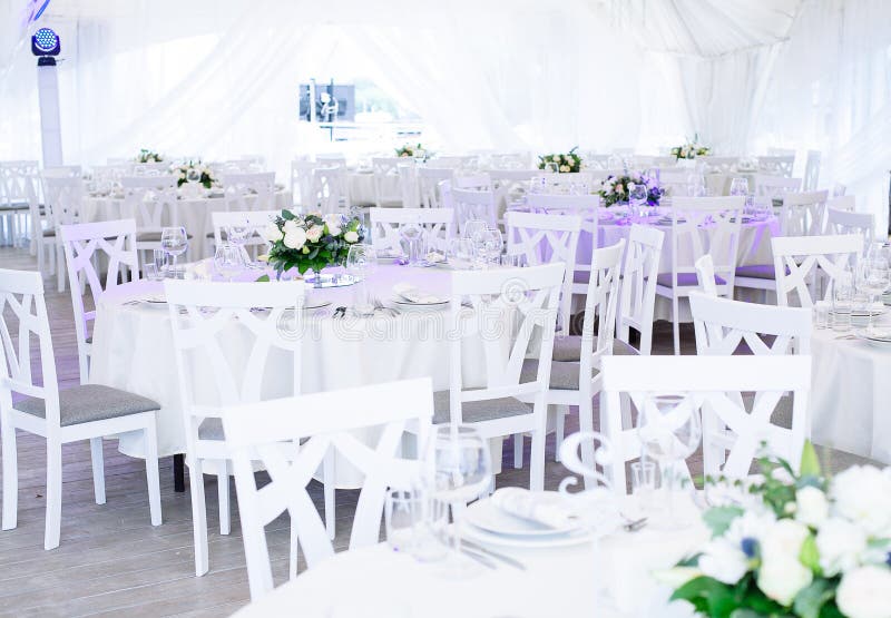 Wedding Banquet. Table Set for Wedding Reception Stock Photo - Image of ...