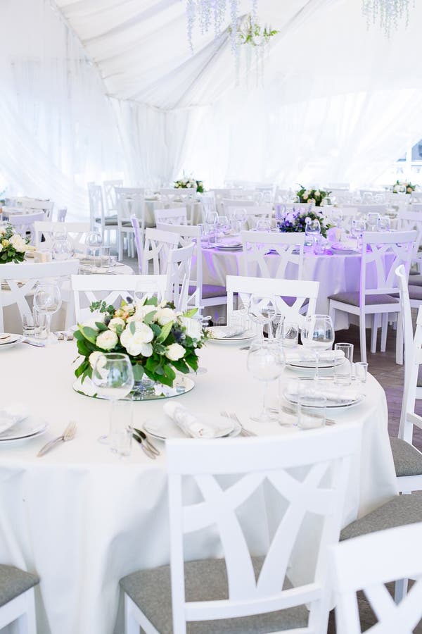 Wedding Banquet. Table Set for Wedding Reception Stock Photo - Image of ...