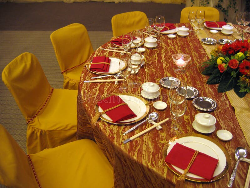Wedding Banquet Table Setting Stock Image - Image of proper, chopstick ... Wedding Banquet Table Setting Stock Image - Image of proper, chopstick ...