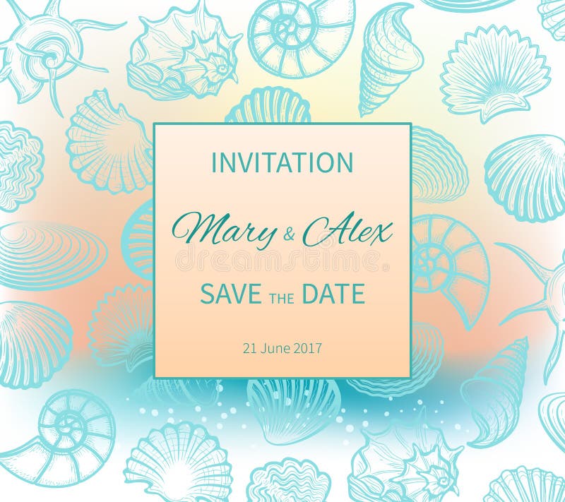 Wedding on Beach Invitation Design Stock Vector - Illustration of ...