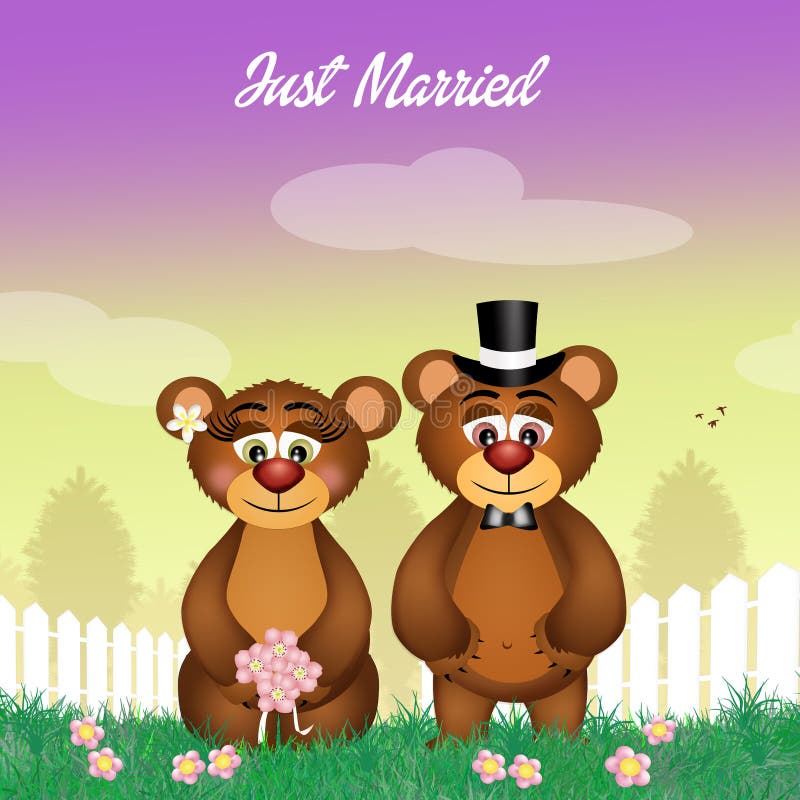 Wedding of bears stock illustration. Illustration of nature - 55020528