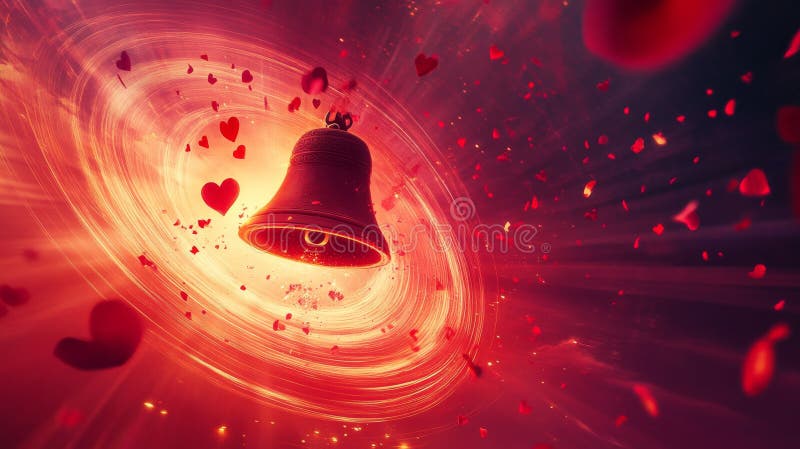 Wedding Bell Ringing in a Red and Orange Wormhole with Hearts Stock ...