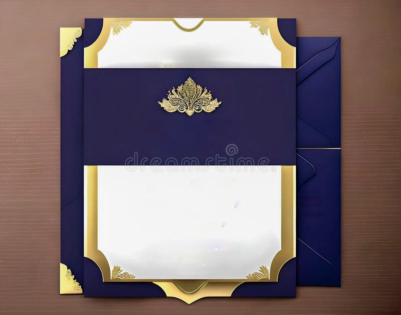 Wedding Blue Invitation Template on a Background. Top View Stock ...