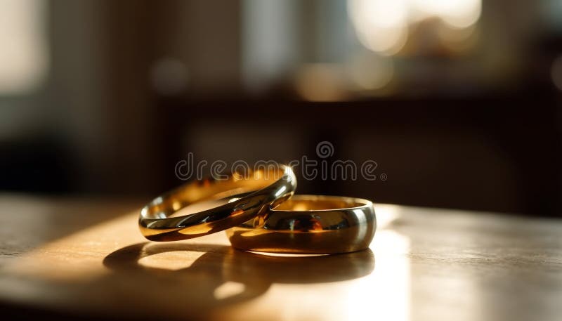 Wedding Bond Symbolized by Shiny Gold Wedding Ring Pair Generated by AI ...