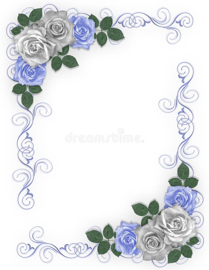 Wedding Border Blue roses stock illustration. Illustration of corners ...