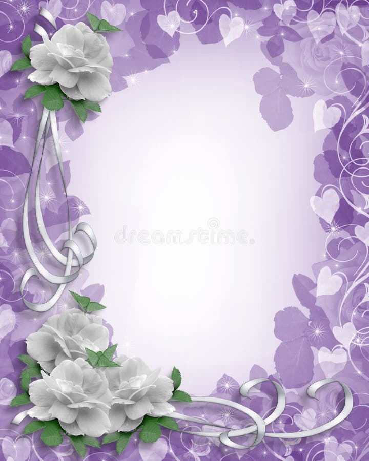 Wedding Border White Roses on Lavender Stock Illustration ...
