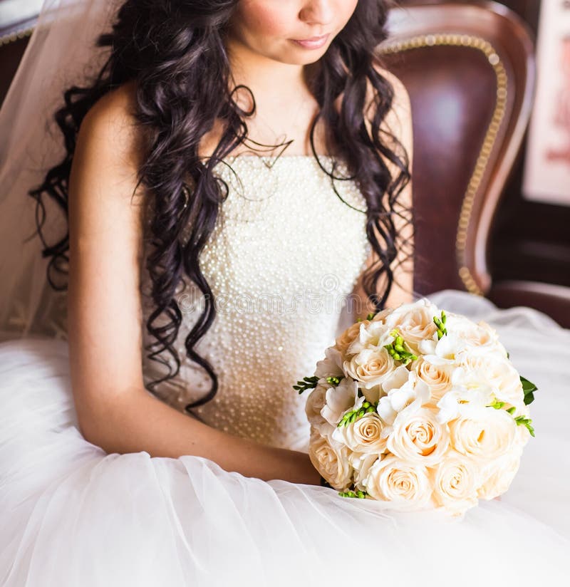 Wedding Bouquet in Brides Hands Stock Image - Image of blue, decoration ...