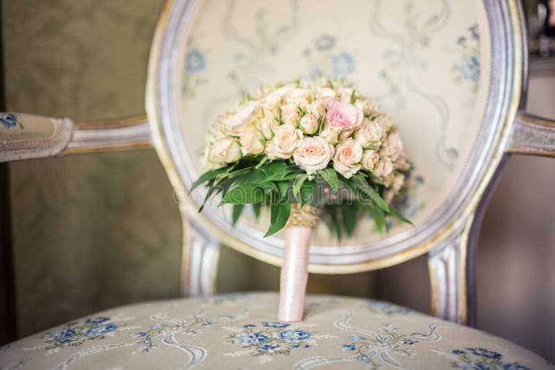 Wedding Bouquet of Cream Roses Stock Photo - Image of close, plant ...