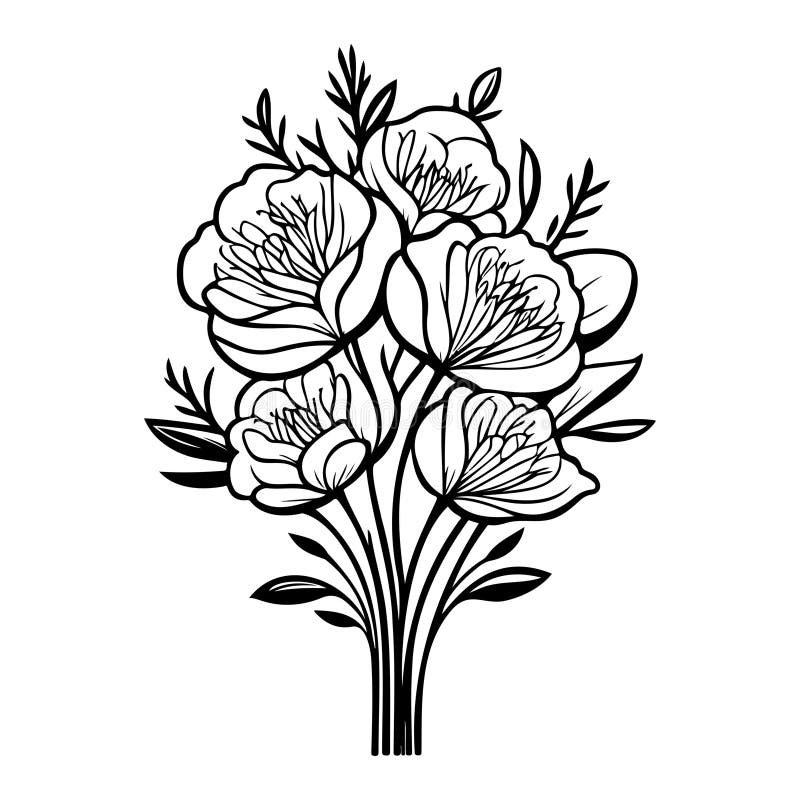 Wedding Bouquet Flowers Illustration Sketch Hand Draw Stock Vector ...