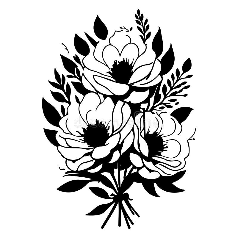 Wedding Bouquet Flowers Illustration Sketch Hand Draw Stock Vector ...