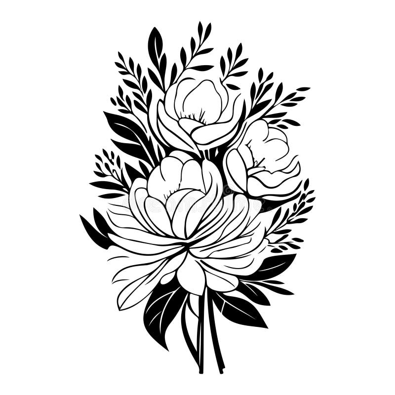 Wedding Bouquet Flowers Illustration Sketch Hand Draw Stock Vector ...