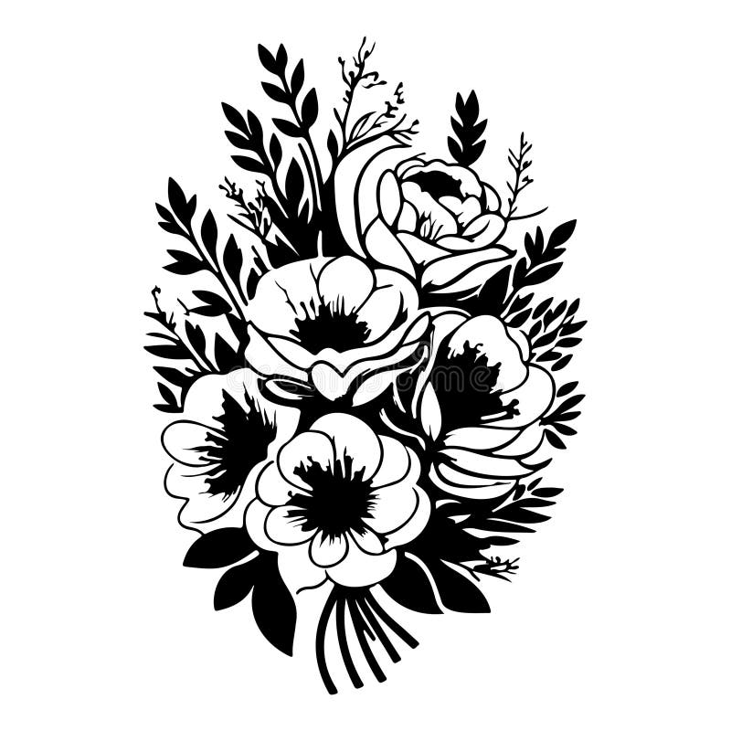 Wedding Bouquet Flowers Illustration Sketch Hand Draw Stock Vector ...