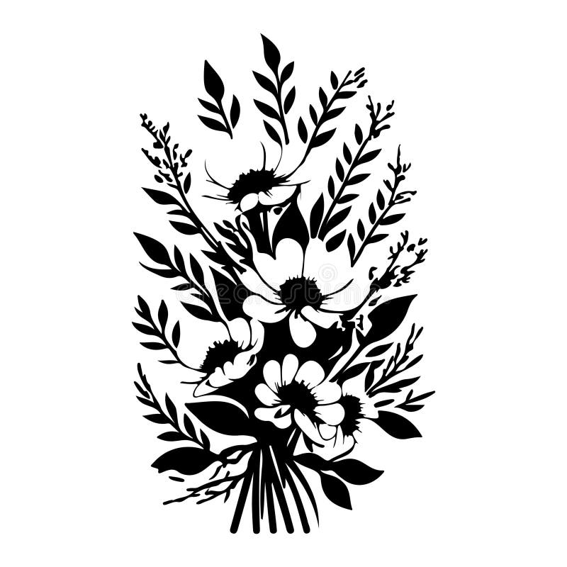 Wedding Bouquet Flowers Illustration Sketch Hand Draw Stock Vector ...