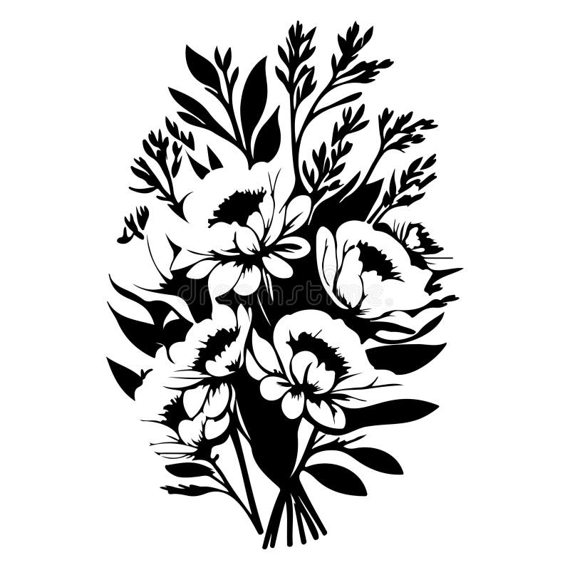 Wedding Bouquet Flowers Illustration Sketch Hand Draw Stock Vector ...