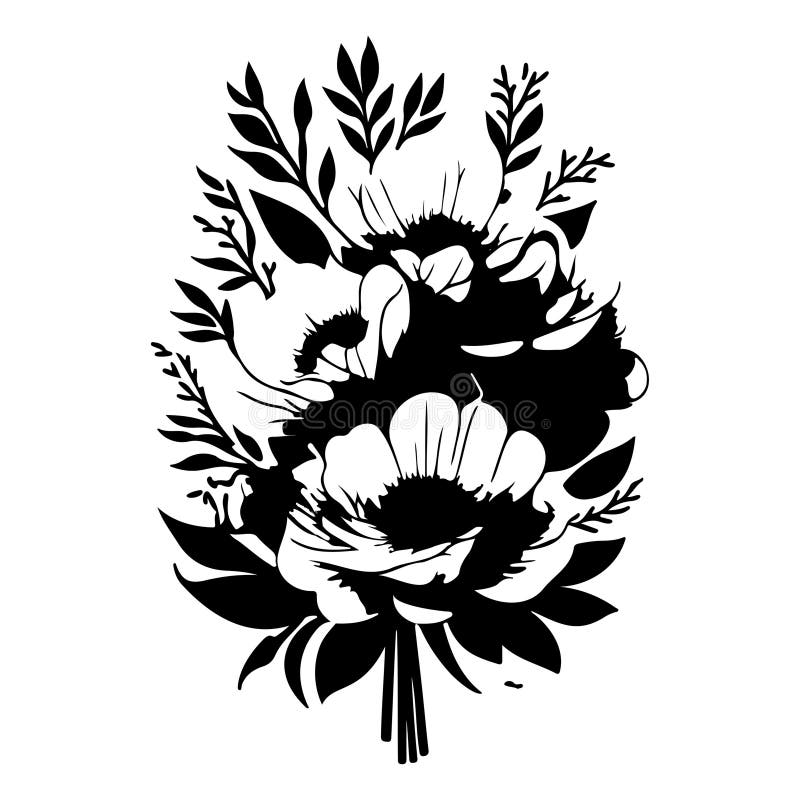 Wedding Bouquet Flowers Illustration Sketch Hand Draw Stock Vector ...