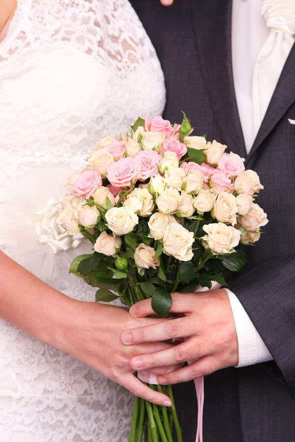 Wedding bouquet stock photo. Image of leaf, veil, flowers - 45342054