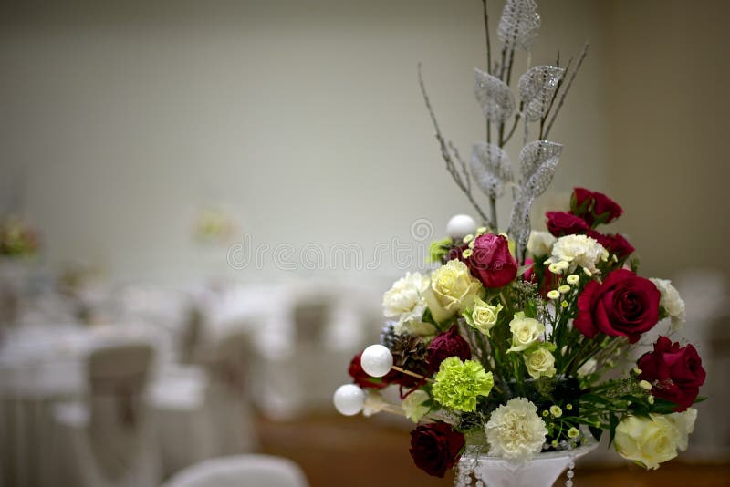 Wedding Bouquet with Red Rose on the Table Stock Photo - Image of ...