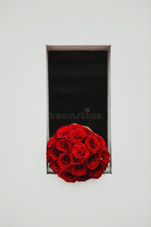 Wedding Bouquet Red Rose in White Frame Stock Photo - Image of wedding ...