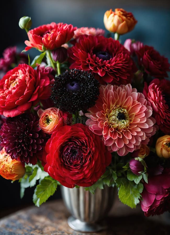 Wedding Bouquet with Red and White Peonies and Roses. Ai Generative ...