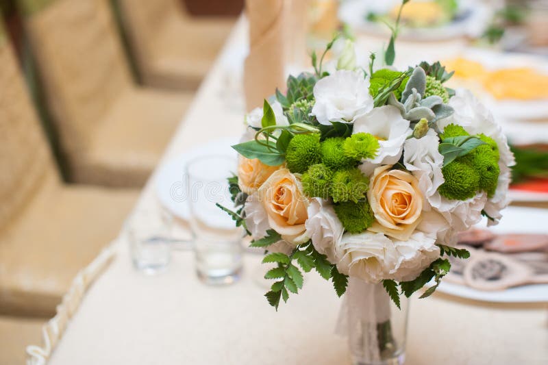 Wedding Bouquet on the Table Stock Photo - Image of decor, floral: 94708550