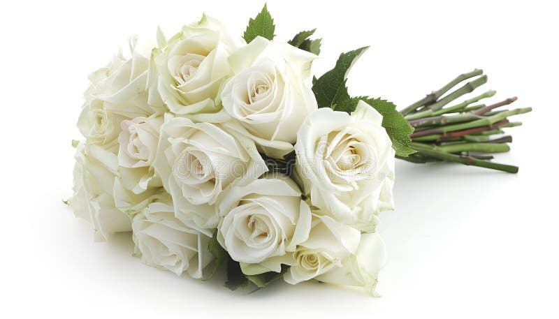 Wedding Bouquet of White Roses on a White Background with Soft Focus ...