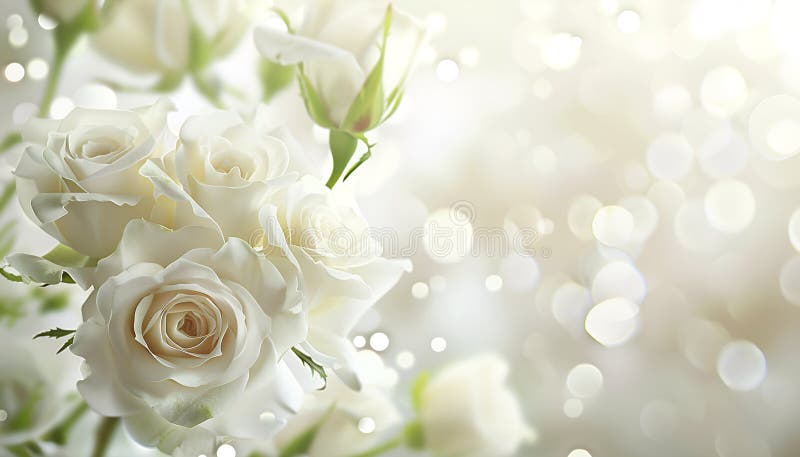 Wedding Bouquet of White Roses on a White Background with Soft Focus ...
