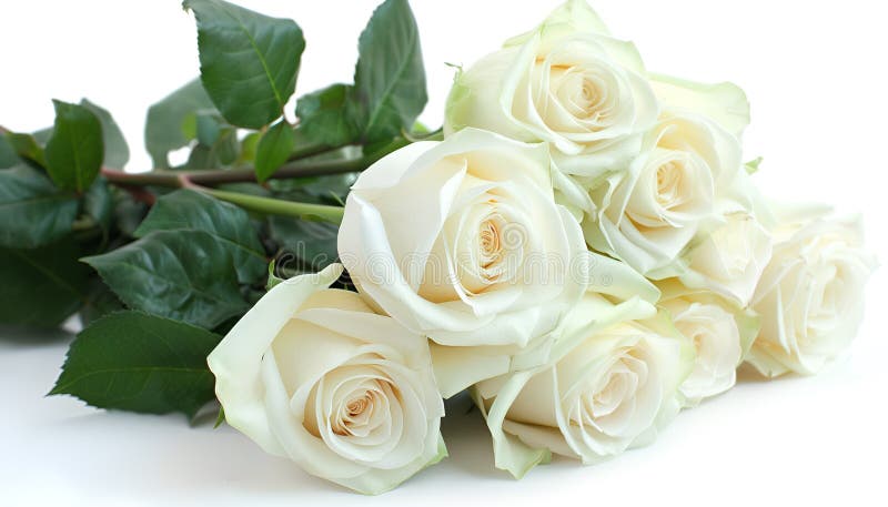 Wedding Bouquet of White Roses on a White Background with Soft Focus ...